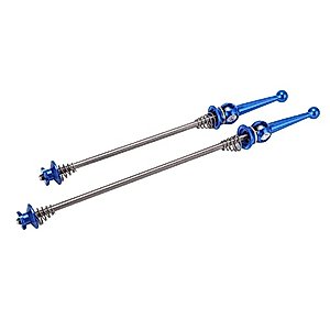 Ranvo Bike Hub Quick Release Poles, CNC Cutting Good Performance Front Rear Titanium Alloy Axle Skewer Lever for Road Bike(Blue)
