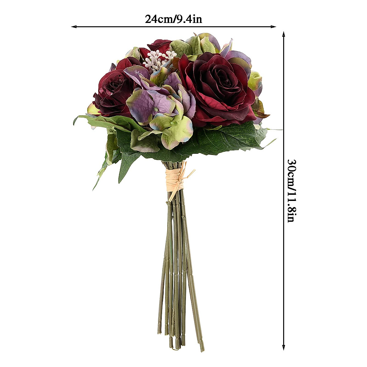 Hapeisy Artificial Flower Bridesmaids Sisters Hand Flowers Rose Bouquet Hand-Flowered Hydrangea Home Garden Decoration Photographing Props(Wine red)