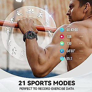 Military Smart Watch for Men Outdoor Waterproof Tactical Smartwatch Bluetooth Dail Calls Speaker 1.3'' HD Touch Screen Fitness Tracker Watch Compatible with iPhone Samsung