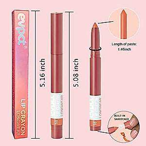 BINGBRUSH 3 Colors Crayon Matte Longwear Lipstick Pack Set,Moisture Smooth Lipliner With Built-in Sharpener Ultimate for Makeup- Nourishing Lipgloss