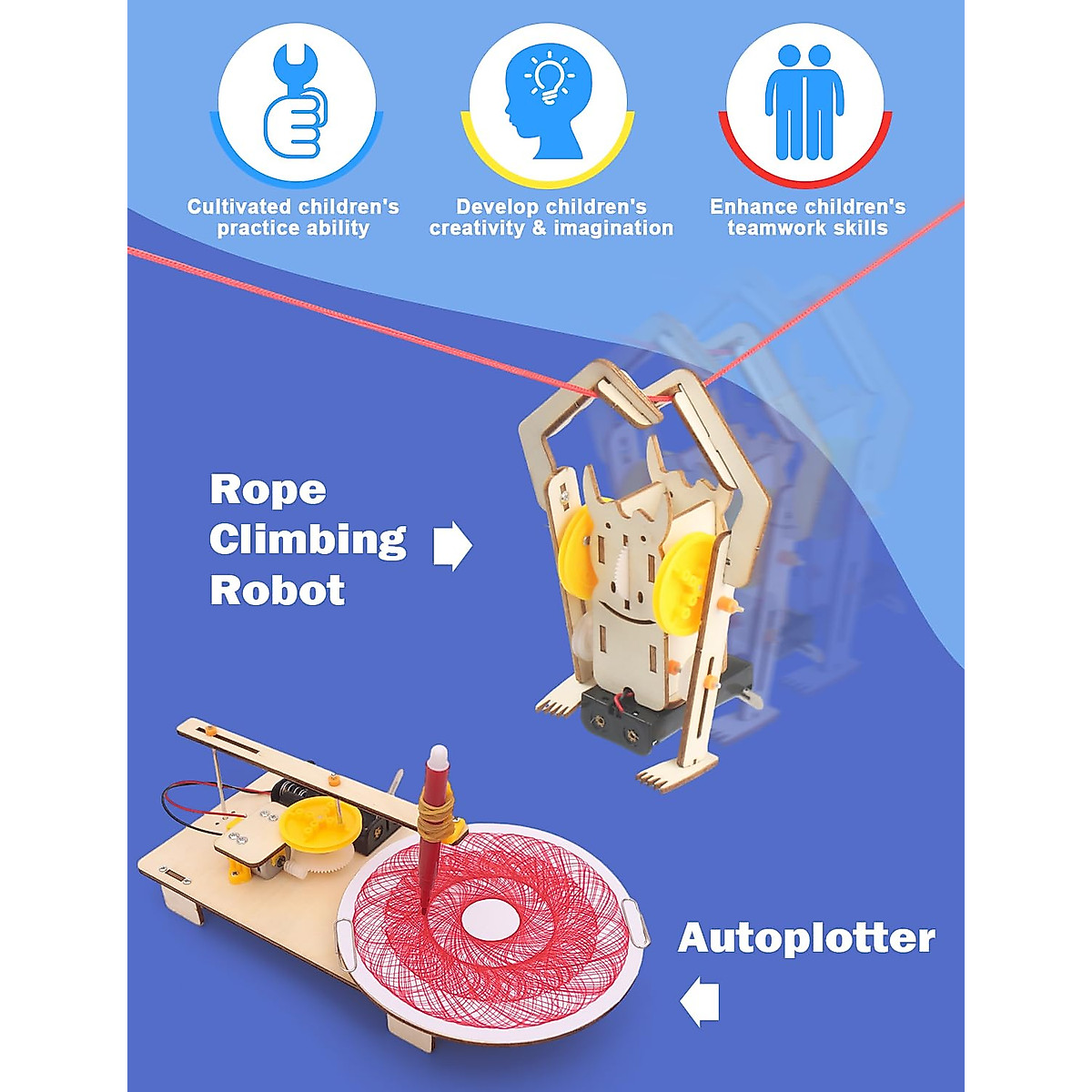 Poraxy 6 in 1 STEM Toys for Kids Ages 8-12, STEM Kits, 3D Wooden Puzzles, Educational Science Projects Building Model Kits, Birthday Gifts for Boys and Girls Ages 7 8 9 10 11 12 13 Years Old