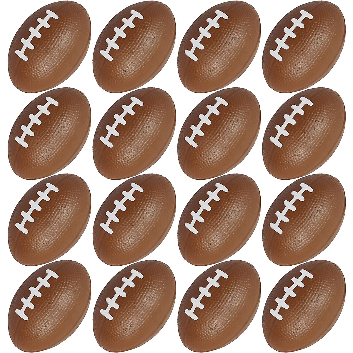 AnapoliZ Mini Foam Footballs 16 Pcs Pack | 3.25” Inch Party Favor Balls | Mini Football Stress Balls Bulk | Football Party Decorations | Big Game Party Decorating Footballs | Small Foam Footballs