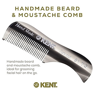 Kent A 81T Graphite X-Small Men's Beard Mustache Pocket Comb, Fine Toothed Pocket for Facial Hair Grooming and Styling. Hand-Made of Quality Cellulose Acetate, Saw-cut Hand Polished. Made in England