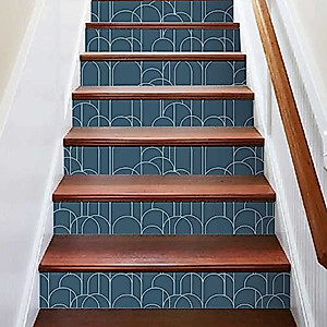 LXCREAT Peel and Stick Wallpaper Modern Blue Geometric Wallpaper 17.71 in X 118 in Self-Adhesive Removable Wallpaper Matte Wallpaper Easy to Line Up for Home Decoration and Furniture Renovation