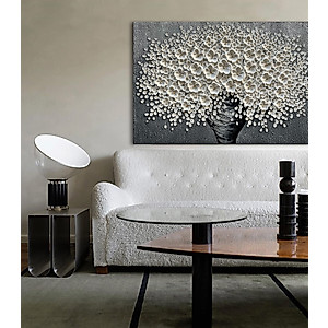 Epicler 30x45 inch hand-painted oil painting, white bouquet oil painting, canvas wall decoration painting.