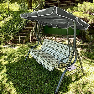 LZBMIEF Swing Canopy Replacement, Swing Chair 2/3 Seater Canopy Cover Waterproof Porch Garden Hammock Top Cover for Outdoor Patio Garden Furniture Swing Chair (Grey, 64.5"x44.8"x5.9")