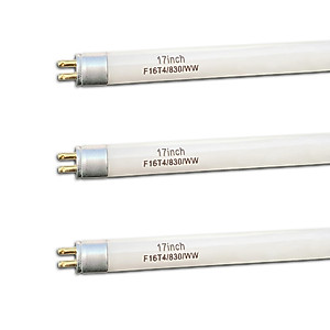 17'' T4 16W Warm White Fluorescent Bulb Replacement Furnlite FC-952 Light,Westek 20125 - FA200WBC,16 Watt 120V Linear 3000K FC-953,G5 Base (3 Pack)