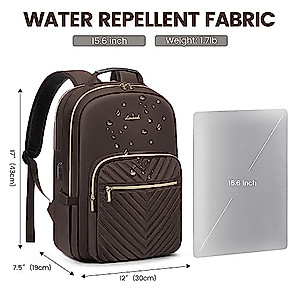 LOVEVOOK Laptop Backpack for Women 15.6 inch,Cute Womens Travel Backpack Purse,Professional Laptop Computer Bag,Waterproof Work Business College Teacher Bags Carry on Backpack with USB Port,Coffee