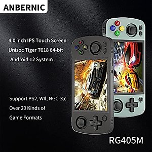 RG405M Retro Handheld Game Console , Aluminum Alloy CNC Android 12 System 4.0 Inch IPS Touch Screen with 128G TF Card 3172 Games Compatible with 5G WiFi and Bluetooth 5.0 (Gray)