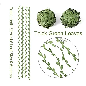 HOPEANT 252 FT Artificial Vines Fake Leaf Garlands Fake Hanging Plants Green Leaves Artificial Foliage Indoor and Outdoor Decorative Home Wall Garden DIY for Wedding Party Wreaths (Green /84 Yard)