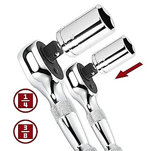 Powerbuilt 640927 1/4-Inch and 3/8-Inch Stubby Ratchet Set, 2-Piece,Silver
