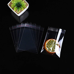 Lovshine 300 Pcs 2.76X3.94"Self Sealing Clear Bags Self-Adhesive Sealing Bags OPP Plastic Bags for Jewelry Earrings Candies Bakery Cookies