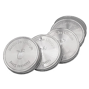 Mason Jar Lifestyle 5 Pack Stainless Steel Storage Lids with Platinum Silicone Liners for Wide Mouth Jars – Heavy Duty Caps for Mason Jars – Airtight & Leak-Proof Design