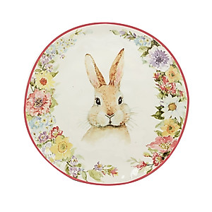 Certified International Easter Garden 8.5" Dessert/Salad Plate, Set of 4 Assorted Designs, Multicolored