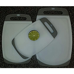 Clean Cut Cutting Board Set - 3 Piece - Poly Plastic Kitchen Chopping Set - Gray
