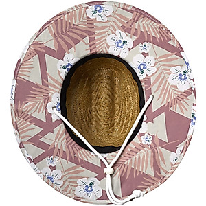 Hurley Women's Sun Hat - Medium Brim Real Straw Hats for Women with Chin Strap, Melon Tint