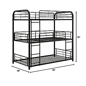 ACME Furniture Cairo Triple Bunk Bed, Twin, Sandy Black