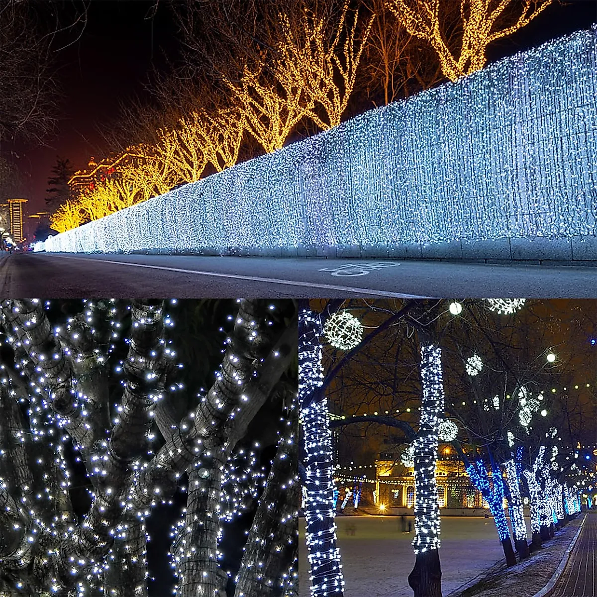 WATERGLIDE 1000 LED Christmas String Lights, 328 FT Green Wire LED Decorative Fairy Lights with Remote & 8 Modes, Waterproof for Outdoor Xmas Holiday Party Garden Wedding Home Decor, Cool White