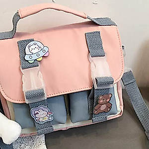 Kawaii Shoulder Backpack Korean Students Totes Schoolbag with Pins Crossbody Bag