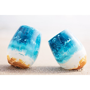 Beach Themed Wine Glass Gift For Mom, Destination Wedding Stemless Wine Glass Gift For Her