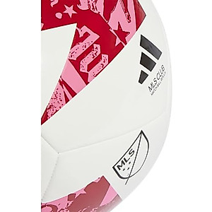 adidas MLS Club Soccer Ball, White/Red/Solar Pink, 5