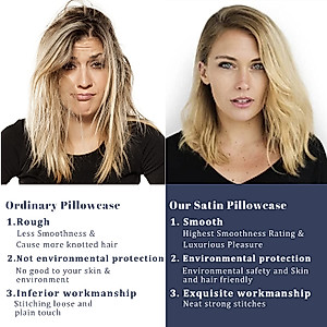 BlessLiving Satin Pillowcase Hippie Tie Dye Pillow Cases for Hair and Skin Boho Abstract Pattern Silk Pillowcases with Envelope Closure (Set of 2 Pack, Purple and Blue, Standard(20''x26''))