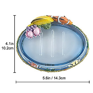 Allure Home Creation Under The Sea Fish 4-Piece Bathroom Accessory Set-Resin Lotion Dispenser, Toothbrush Holder, Soap Dish and Plastic Wastebasket