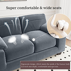 HIPIHOM 59.1 Inch Sofa, Comfy Sofa Couch with Extra Deep Seats, Modern Sofa- 2 Seat Sofa, Couches for Living Room Bedroom Guest Room Apartment Resistant Studio Dorm, Lounge, Grey Fabric, Small