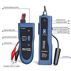 KOLSOL Underground Wire Locator, Cable Tester F02 Pro for Locate Wires, Locate Control Wires Cables Pet Fence Wires, up to 3-4 Feet Deep 2000 Feet Length, Equiped with Rechargeable 1100mAh Battery
