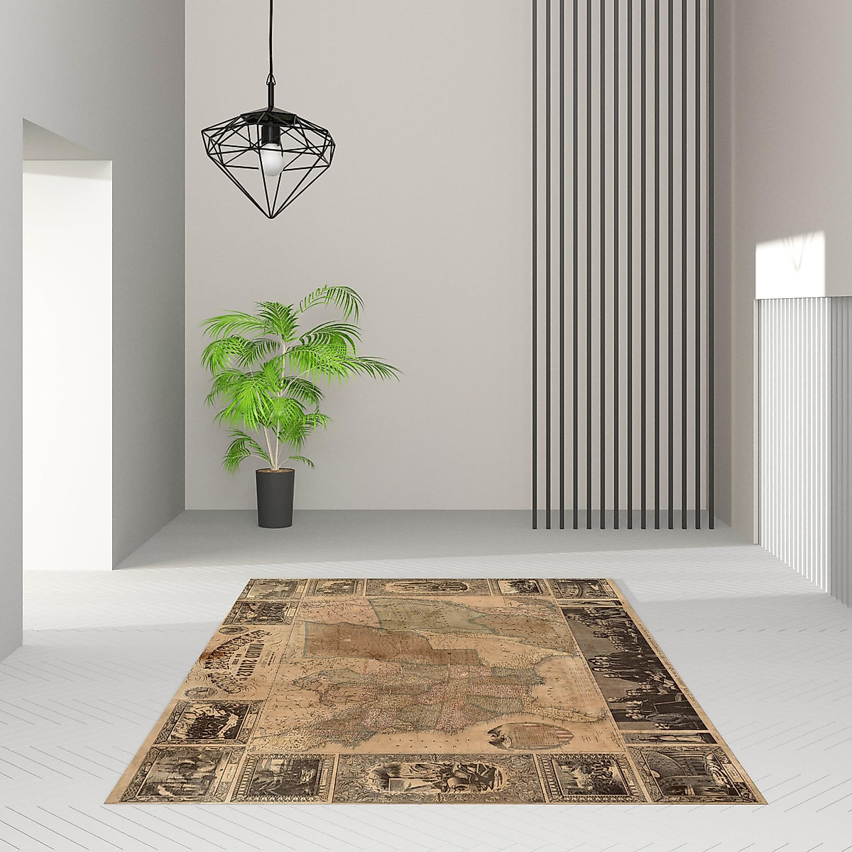 DURAGS Retro Nostalgic World Map Nautical Chart Area Rugs 4x6ft/48x72in/120x180cm, Large Area Rugs for Living Room, Indoor, Outdoor Area Rug for Welcome Door Mat, Front Porch,Kitchen,Bathroom