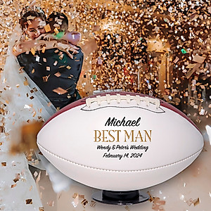 Personalized Custom Football Wedding Gift, Groomsman, Best Man, Bridesmaid, Ring Bearer Keepsake Gift (Best Man)