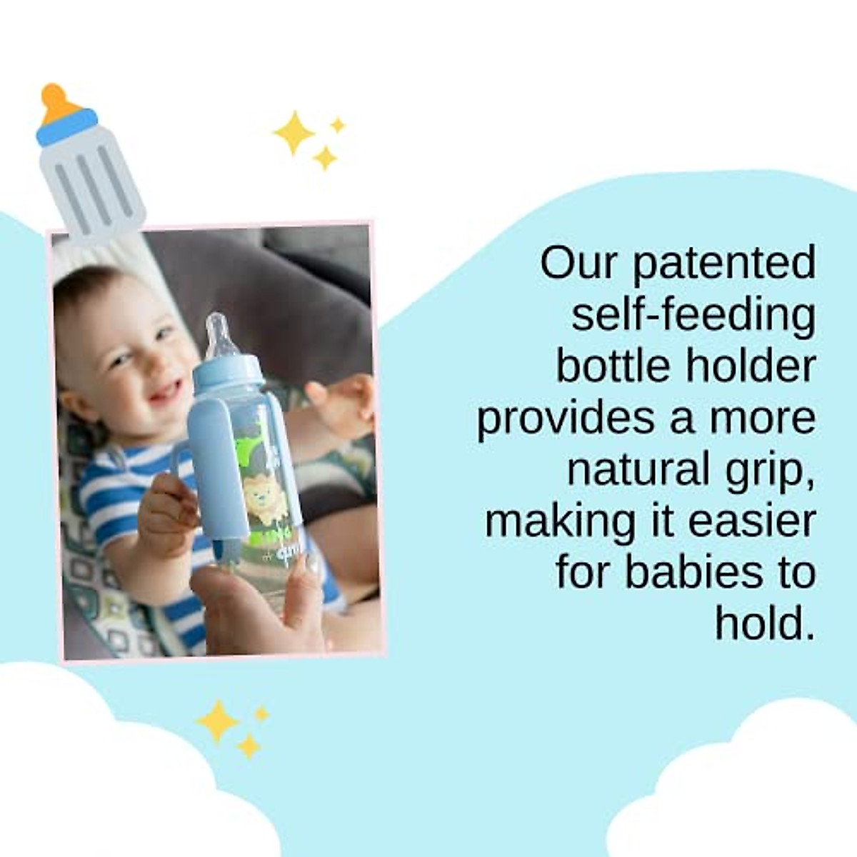 Baby Luvhandles Baby Bottle Holder - Baby Shower Gifts and Accessories for Baby Self Feeding - Improves Motor Skills (Purple)