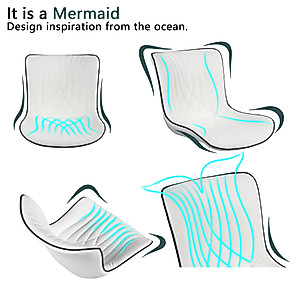 YOUTASTE Office Chair Modern Armless Desk Chair, Height Adjustable Swivel Rocking Computer Task Chair, Faux Leather Sewing Chairs with Wheels, Stylish Lounge Vanity Chair,White