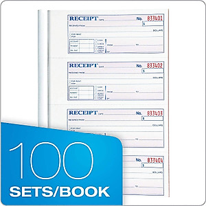 Adams Money and Rent Receipt Books New Color Cover, 3 Part Carbonless, 3 Pack, 7-5/8" x 10-7/8", Spiral Bound, 100 Set Book, 4 Receipts per Page reciept Book Booklet (TC1182 -E)