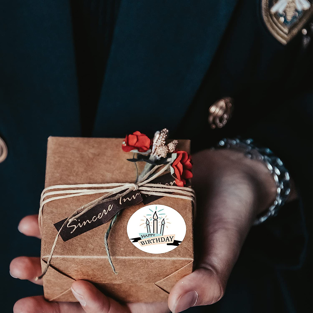 Almiao Happy Birthday Stickers Label, 1.5 Inches 500PCs Round Happy Birthday Stickers Roll