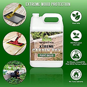 Garden Box Sealer | FDA Food Contact Safe Plant-Based Wood Sealant for Raised Beds, Planters & Pet Houses. Protects All Wood Types from Water & Weather Damage | Eco-Friendly Sustainable Solution