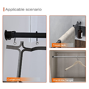 KOVOSCH 2 Pack Stainless Steel Closet Rod Brackets, 1-1/4 Inch Heavy Duty Closet Rod End Support, U-Shaped Closet Pole Holder Flange Rod Sockets with Adjustable Screws, Black