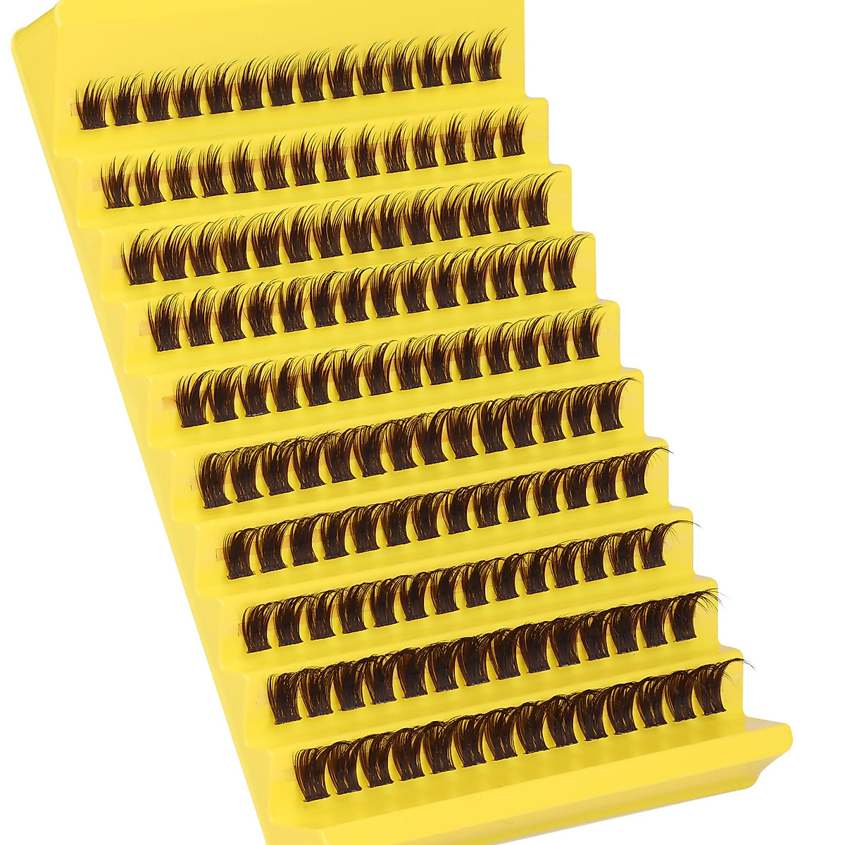 Brown Lash Clusters Individual Mixed Lengths Natural & Wispy Lash Extension DIY Brown Cluster Eyelashes 140Pcs (11C, 8-16MM)