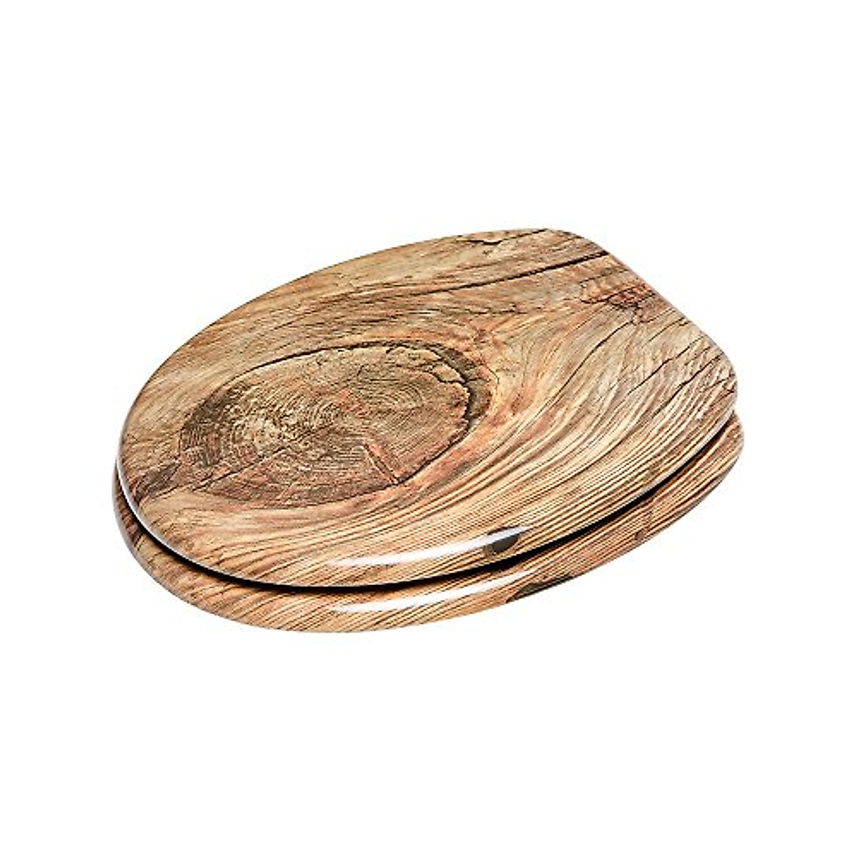 Sanilo ROUND, Silent Slow Close, Molded Wood, Adjustable Toilet Seat, Rustic