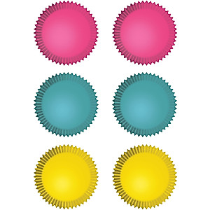 MADE IN USA Pack of 144 Thick Grease Resistant Fluted Cupcake Liners (Bright Pink, Teal & Yellow)