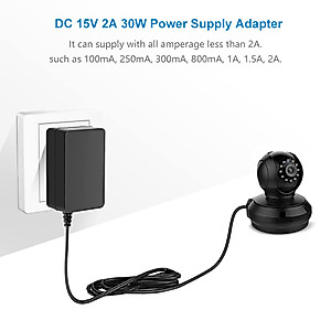 SHNITPWR 15V DC Power Supply 15V 2A 30W AC Adapter 15 Volt DC Power Cord AC 100~240V to DC 15Volt 2amp Power Adapter Charger with 10 Tips 5.5x2.5mm 5.5x2.1mm 5.5x3.0mm 3.5x1.35mm 4.8x1.7mm