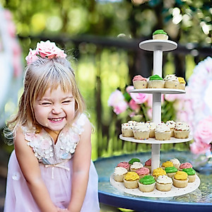 Darware Cake Pop/Cupcake Stand (4-Tiered); White Wooden Dessert Display for Parties and Special Events