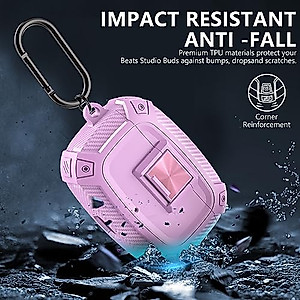 [Upgrade Secure Lock] Beats Studio Buds Case(2021)/Beats Studio Buds+Case(2023), TPU Anti-Lost Protective Case Cover for Beats Studio Buds Plus with Accessories Keychain/Cleaning Pen/Lanyard