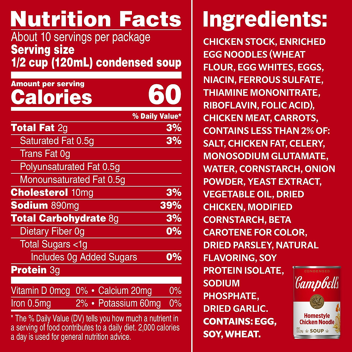 Campbell's Condensed Homestyle Chicken Noodle Soup, 10.5 Ounce Can (Pack of 4)