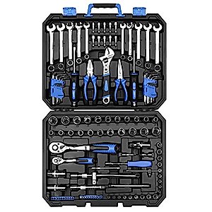 DEKOPRO 118 Piece Tool Kit Professional Auto Repair Tool Set Combination Package Socket Wrench with Most Useful Mechanics Tools