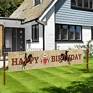 Labakita Lager Western Cowboy Happy Birthday Banner, Cowboy Theme Birthday Banner, Western Cowboy Birthday Party Decorations for Boy/Men