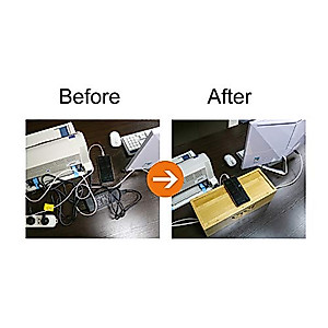 Extra Large Cable Management Box with Lid, Bamboo Cable Box for Cords, Power Strips or Surge Protectors, Hide Loose Wires Behind TVs, Home, Computers, Office Desks by HTB