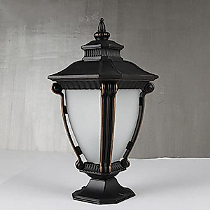 MODEBHD Continental Aluminum Bronze Glass Lantern Outdoor Table Lamp Column Light Aluminum IP54 Waterproof Villa Patio Park Garden Lawn Street Post Light E27 Decoration Illumination Bollard Lamps