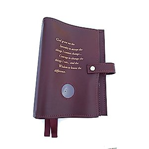 Burgundy Deluxe Triple NA Book Cover for The Basic Text (6th Ed), It Works, How and Why and Living Clean with Serenity Prayer and Medallion Holder.