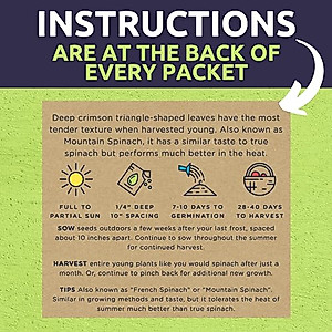 Hot Weather Lettuce and Greens Vegetable Seeds Organic Variety Pack - Non-GMO USDA Certified Organic Open Pollinated Heirloom USA Seed Packets